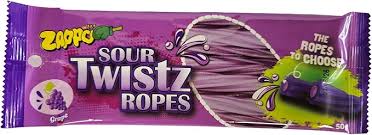 Zappo Sour Twistz Grape Ropes 50g x 12 Units | Remas Distributions Pty Ltd